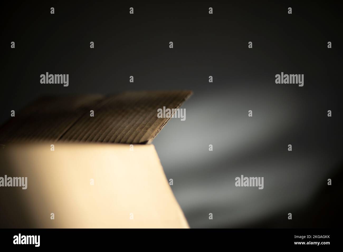 Cardboard box. Cardboard in room. Box for things. Interior details ...