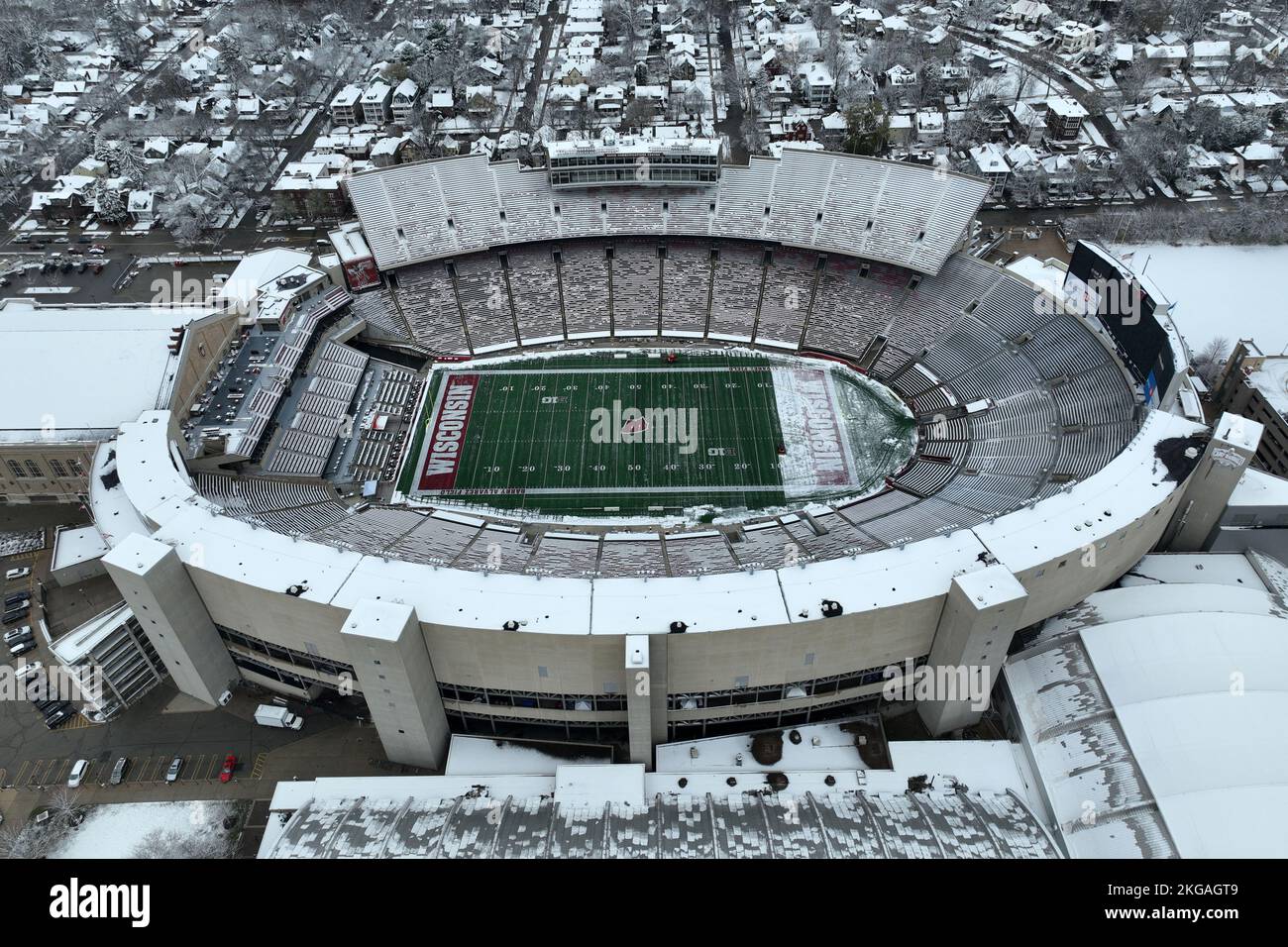 Madison, United States. 16th Nov, 2022. A general overall aerial view ...