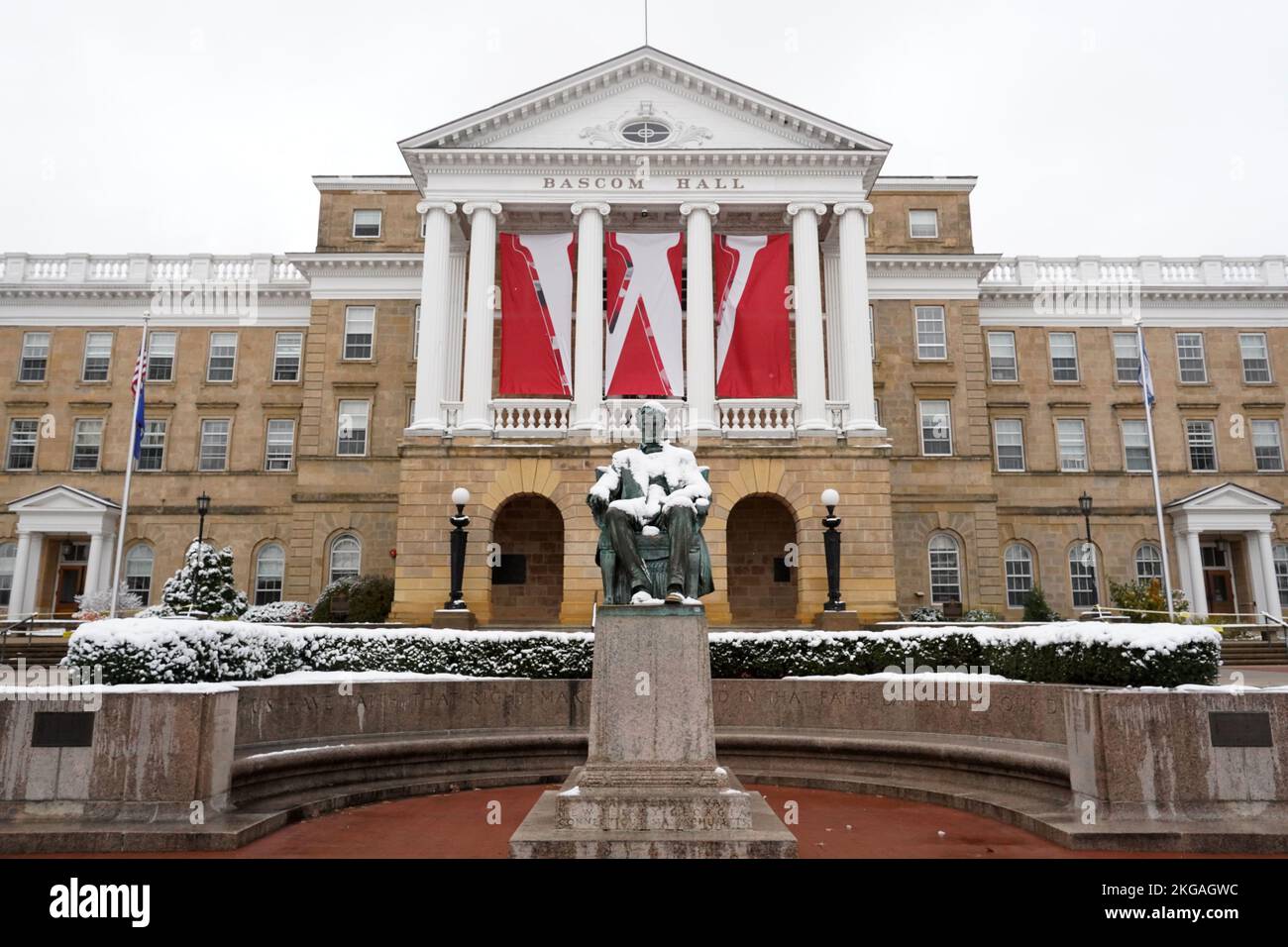 A statue of Abraham Lincoln at Bascom Hall at the University of ...