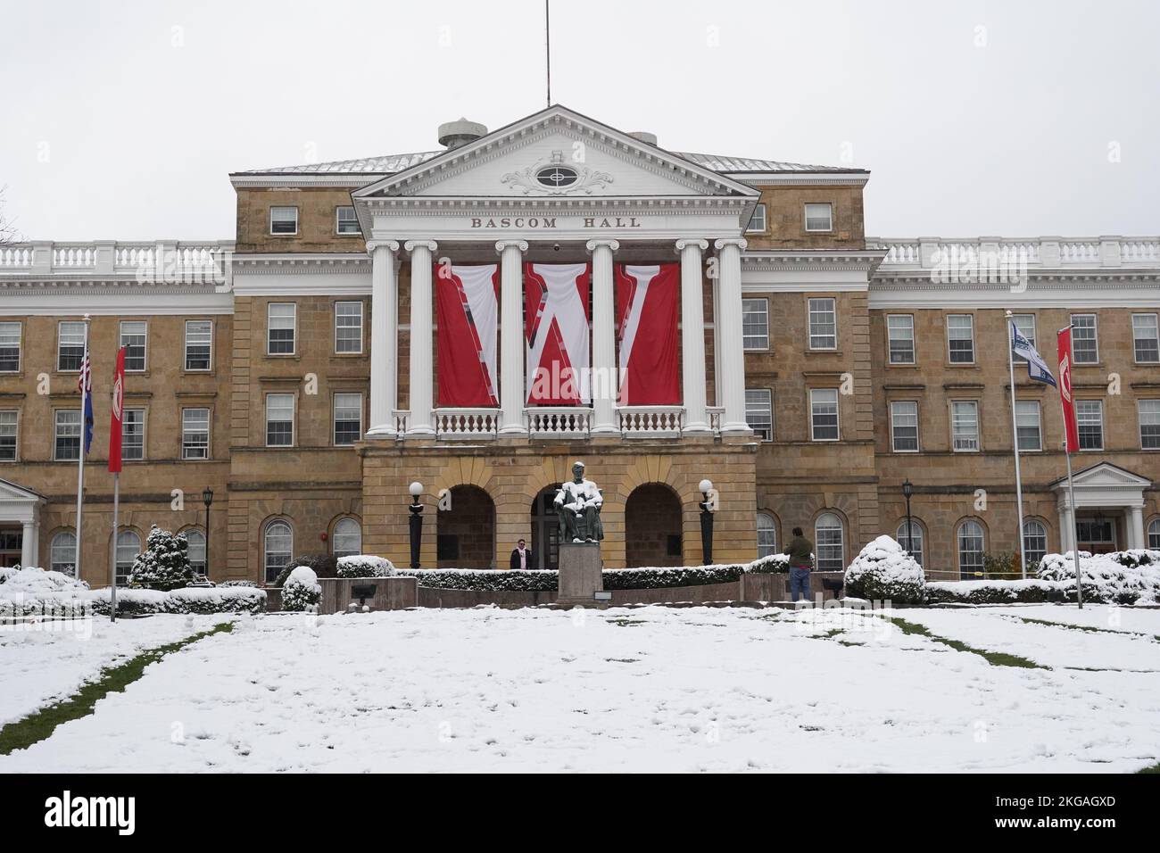 A statue of Abraham Lincoln at Bascom Hall at the University of ...