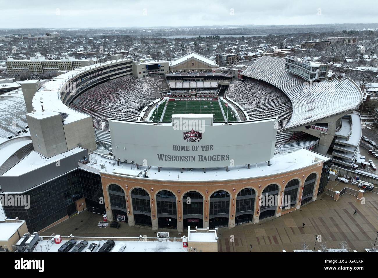 Madison, United States. 16th Nov, 2022. A general overall aerial view ...