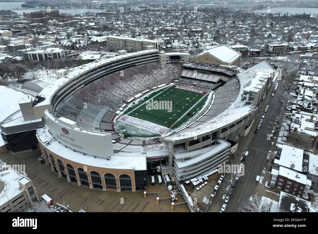 A general overall aerial view of Camp Randall Stadium, Wednesday, Nov ...