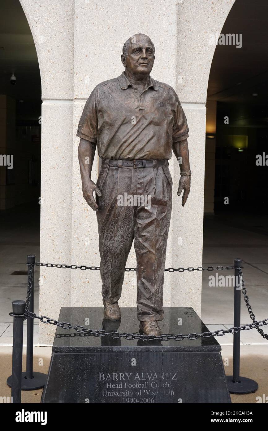 A statue of former Wisconsin Badgers Football coach Barry Alvarez at ...