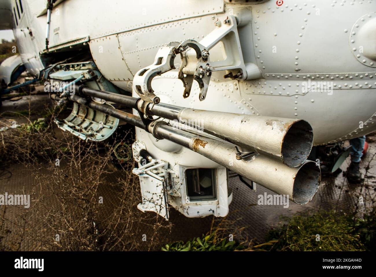 Destroyed combat helicopteres at the International Airport of Kherson ...