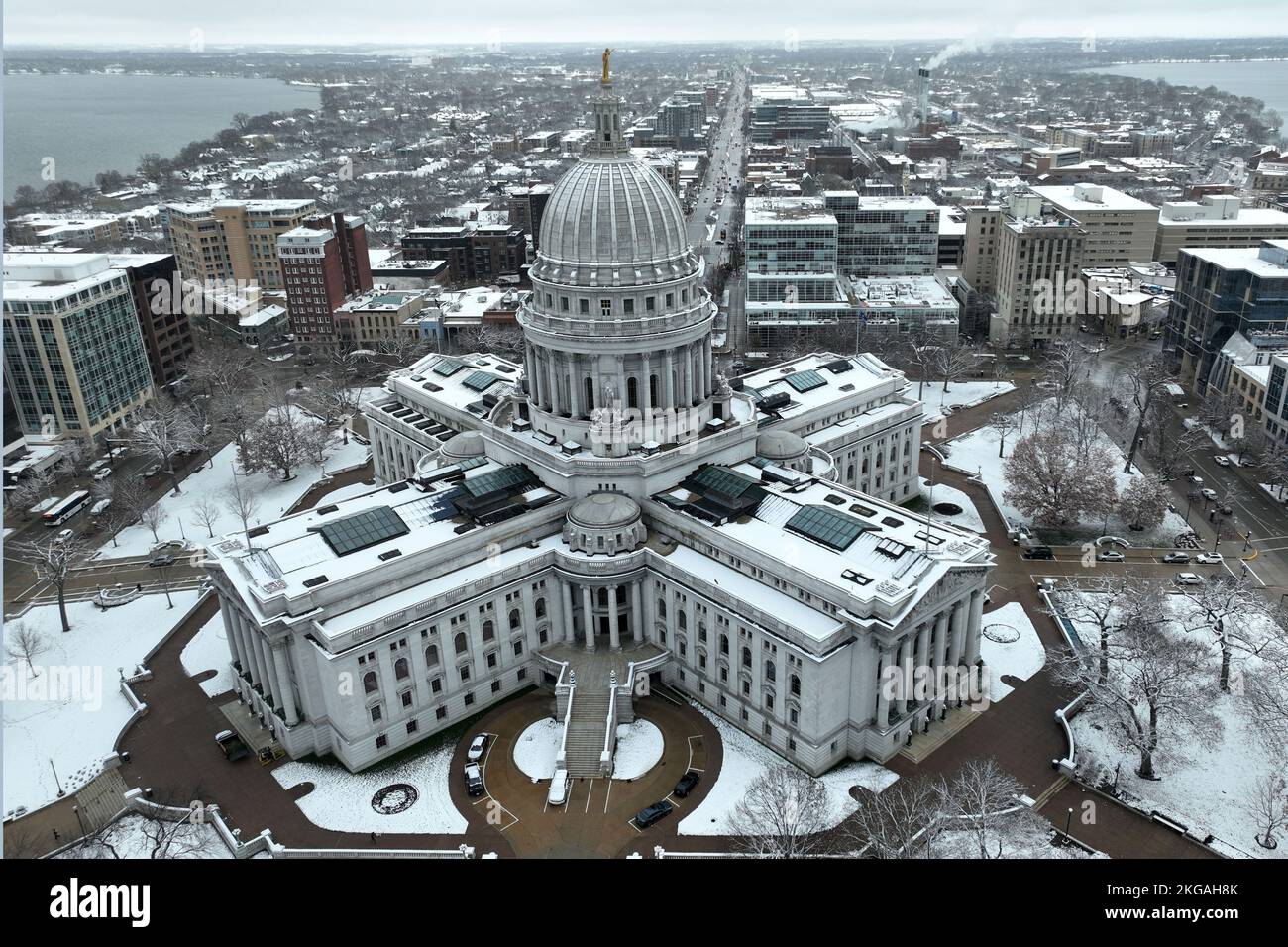 A general overall aerial view wisconsin state capitol building hi-res ...