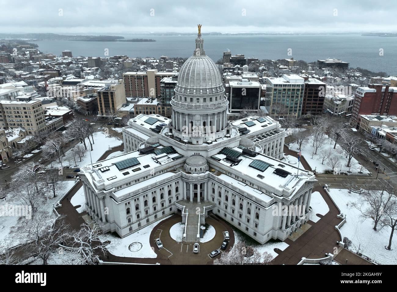 A general overall aerial view wisconsin state capitol building hi-res ...
