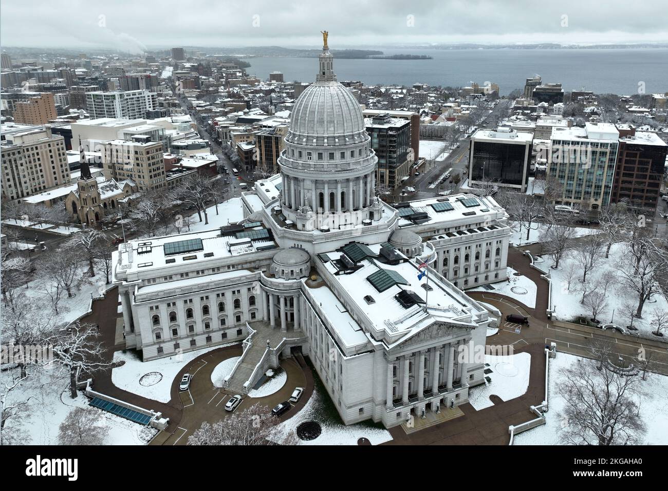 A general overall aerial view wisconsin state capitol building hi-res ...