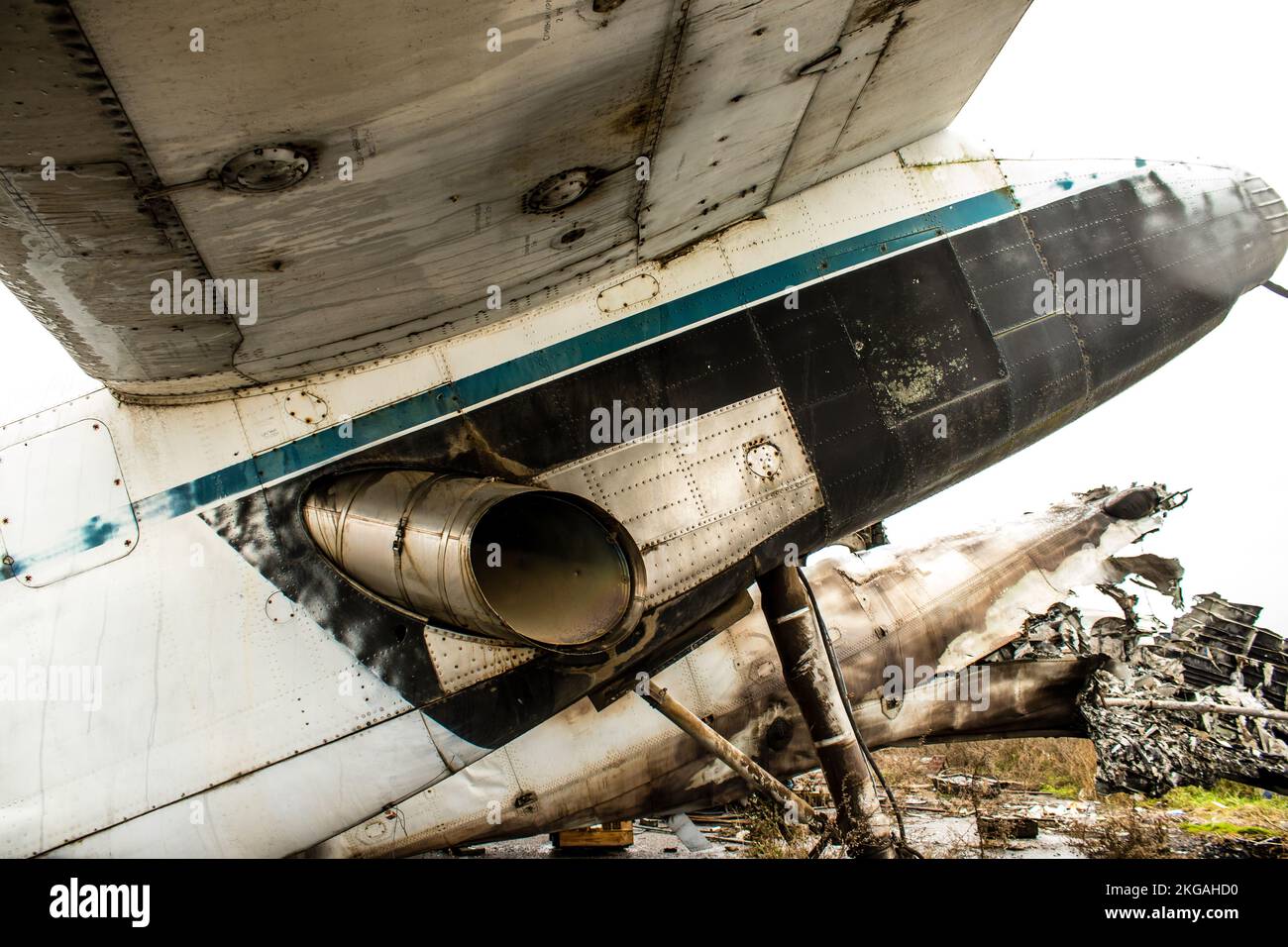 Destroyed plane at the International Airport of Kherson. The ...