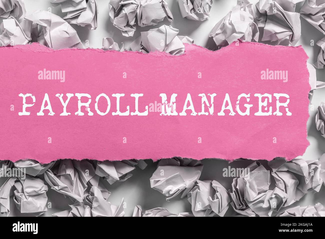 Text caption presenting Payroll Manager, Business concept Maintains ...