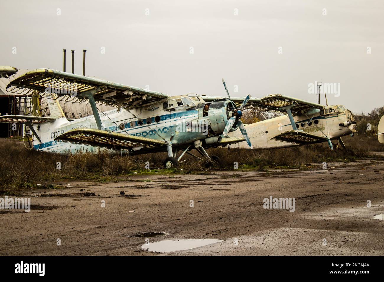 Destroyed plane at the International Airport of Kherson. The ...