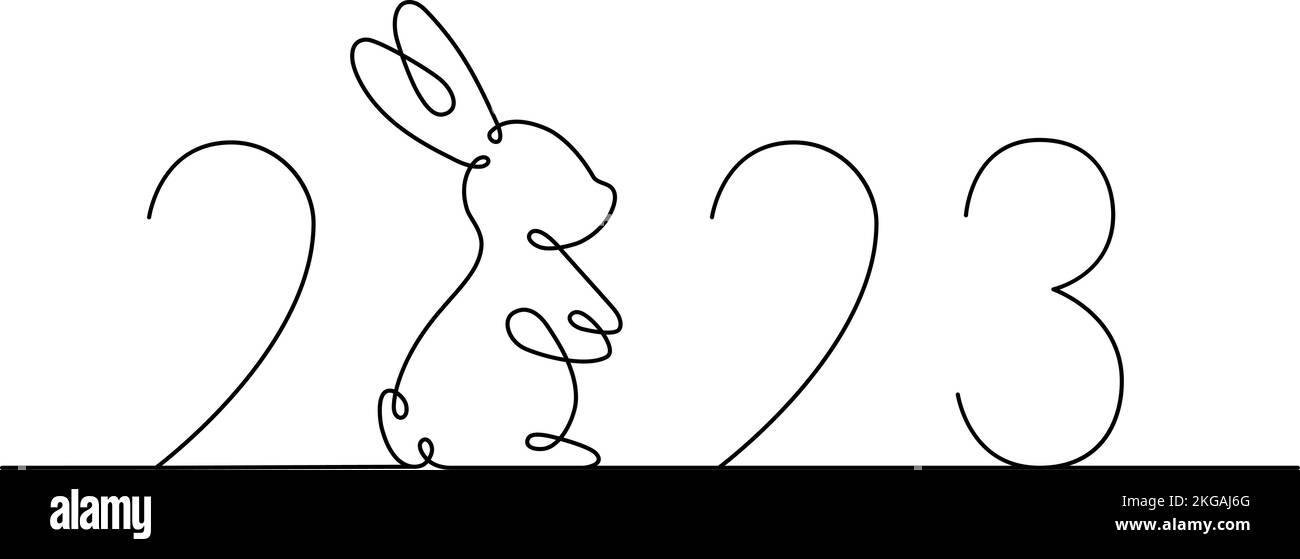 Chinese Lunar Year 2023. Rabbit one line drawing. Year of the Rabbit ...
