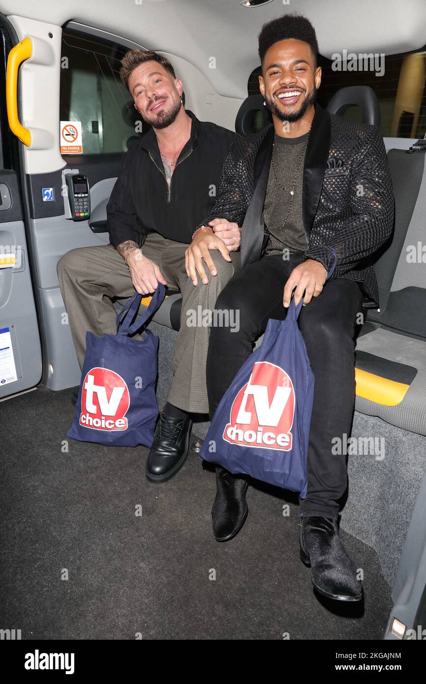 Duncan James and his partner Rodrigo Reis depart the annual TV Choice ...
