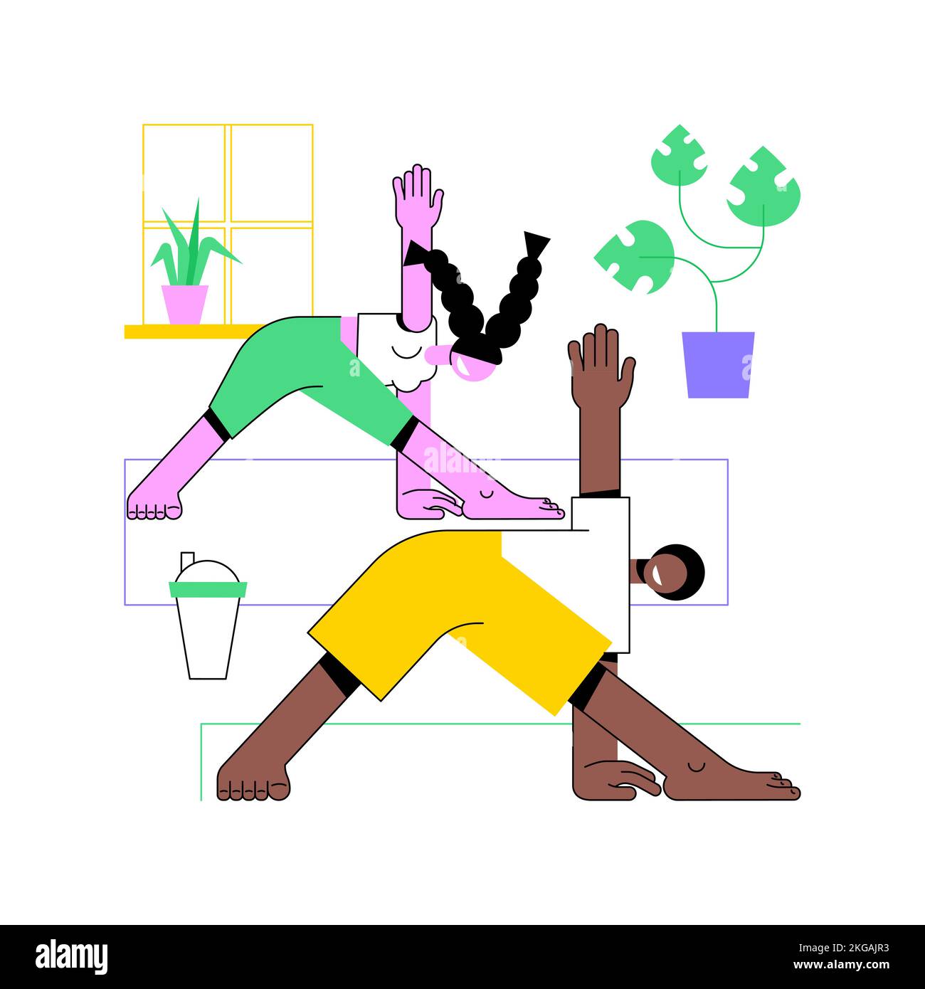 Fitness couple isolated cartoon vector illustrations. Young couple ...