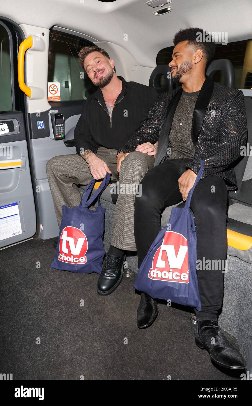 Duncan James and his partner Rodrigo Reis depart the annual TV Choice ...