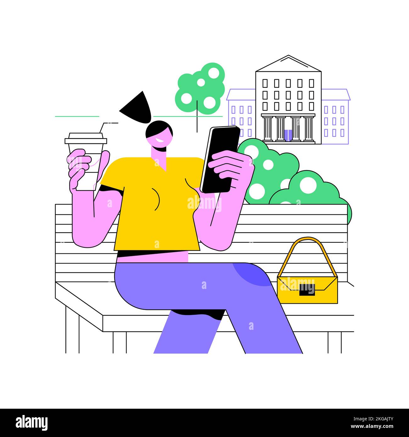 Calling friends isolated cartoon vector illustrations. Beautiful girl ...