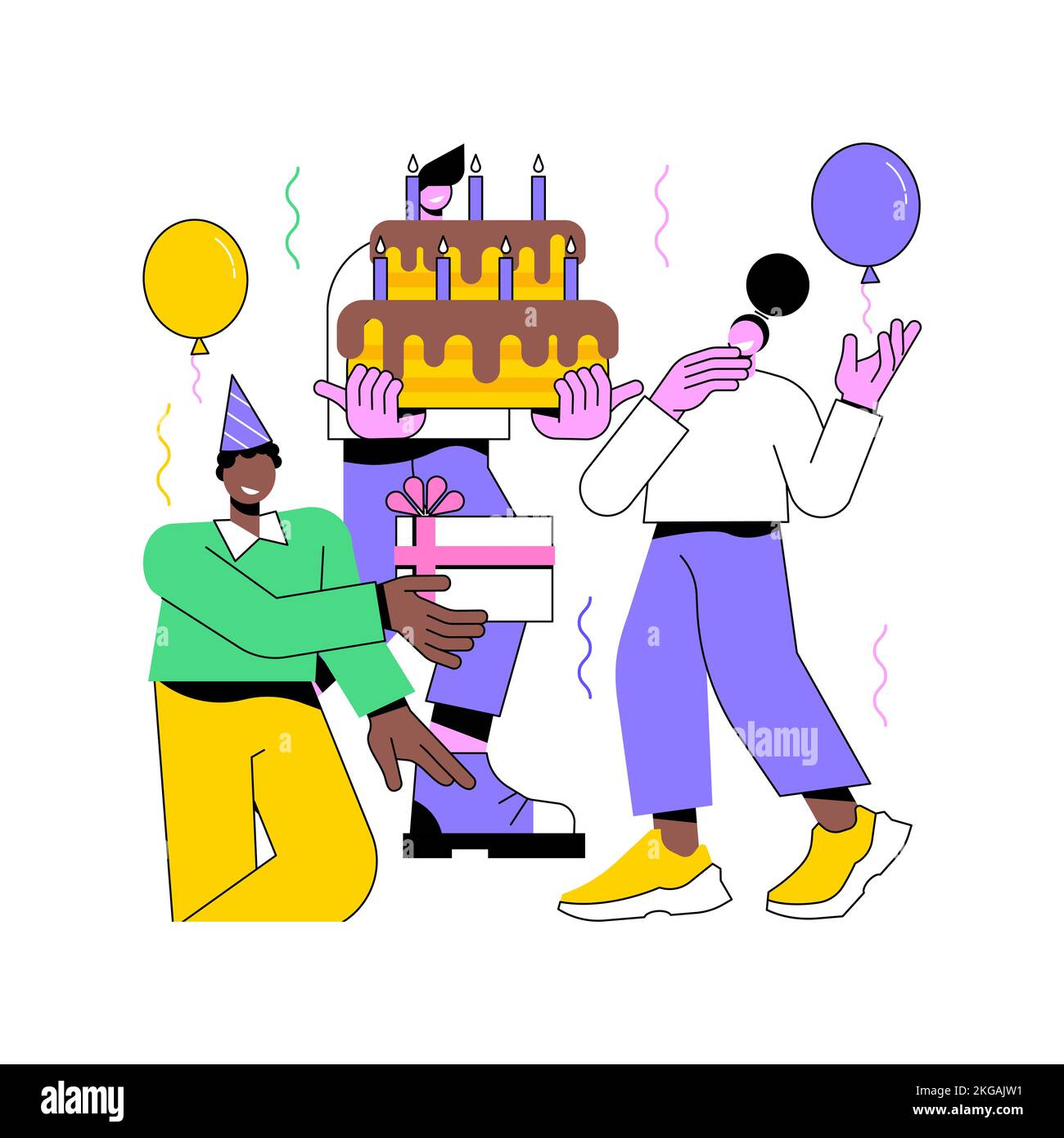 Celebrating with friends isolated cartoon vector illustrations. Friends ...