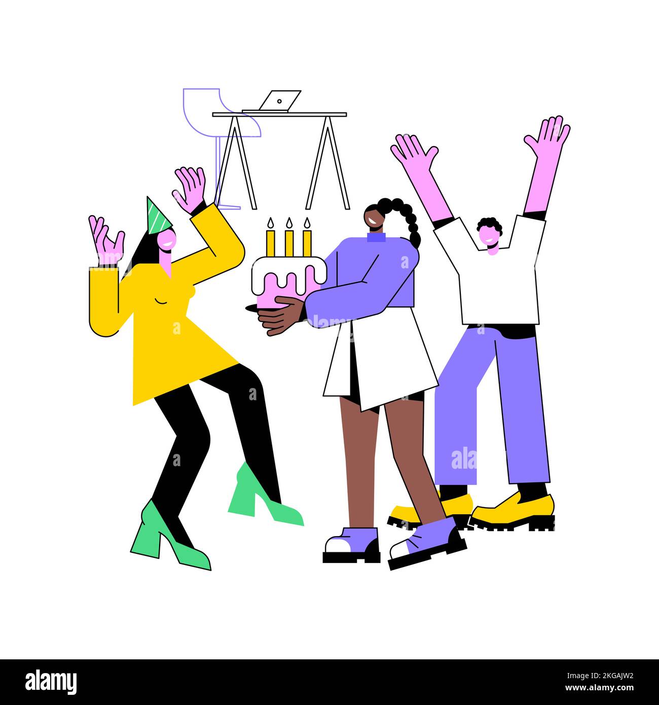 Greetings from colleagues isolated cartoon vector illustrations. Happy ...