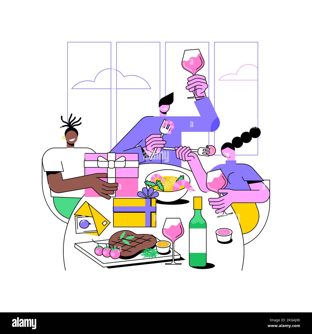 Going to a restaurant isolated cartoon vector illustrations. Friends ...