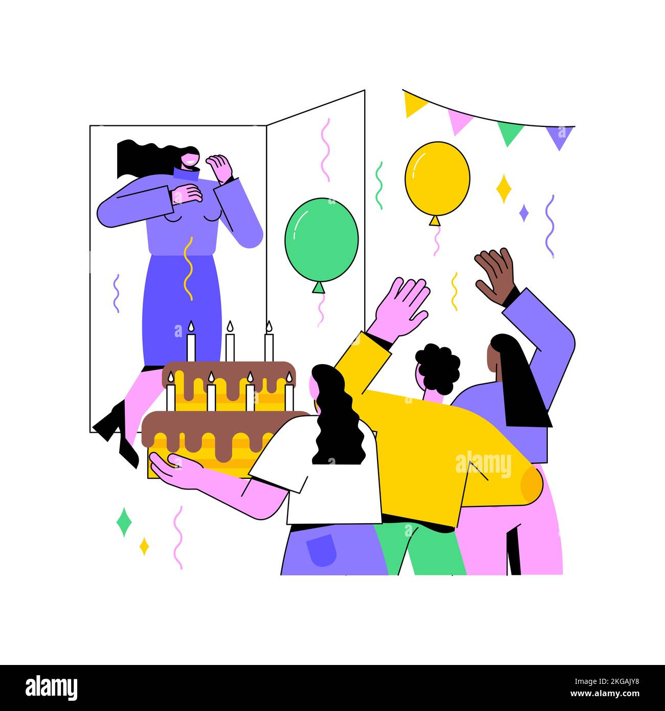 Surprise party isolated cartoon vector illustrations. Friends threw a ...
