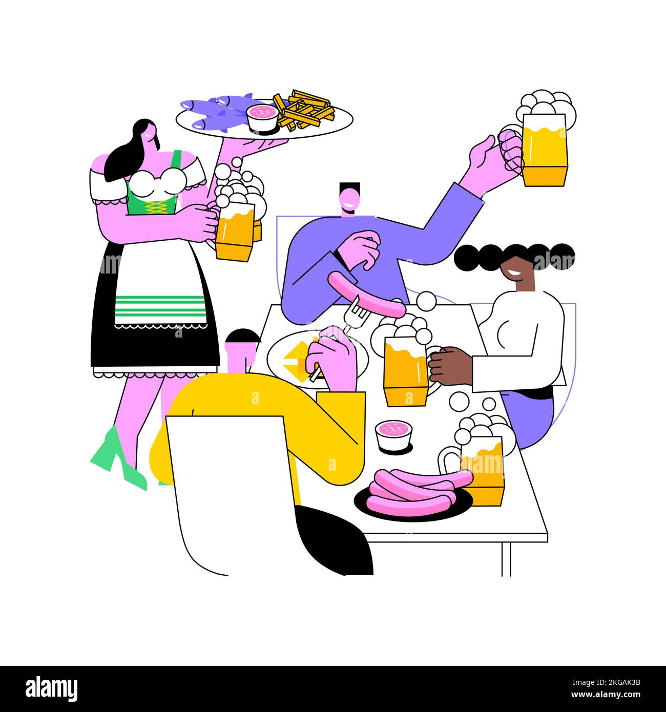 Beer fest isolated cartoon vector illustrations. Friends drink beer at ...