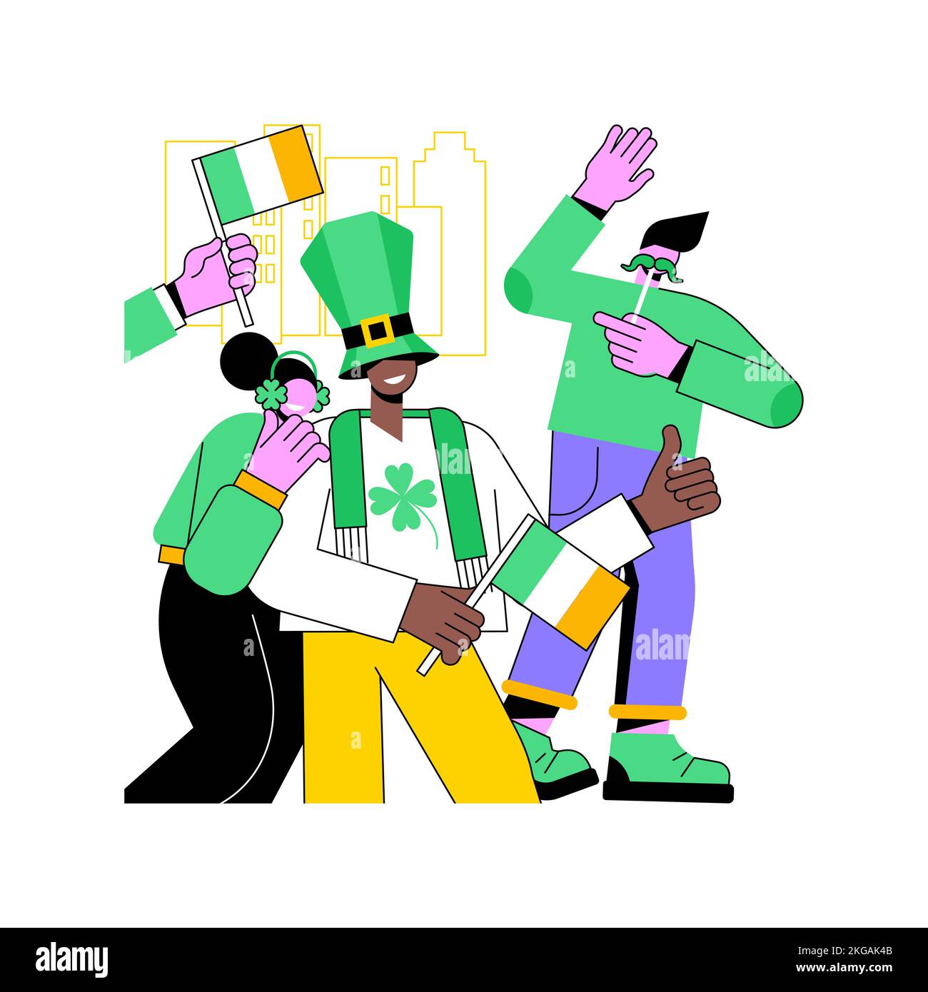 Saint Patricks Day parade isolated cartoon vector illustrations. Happy ...