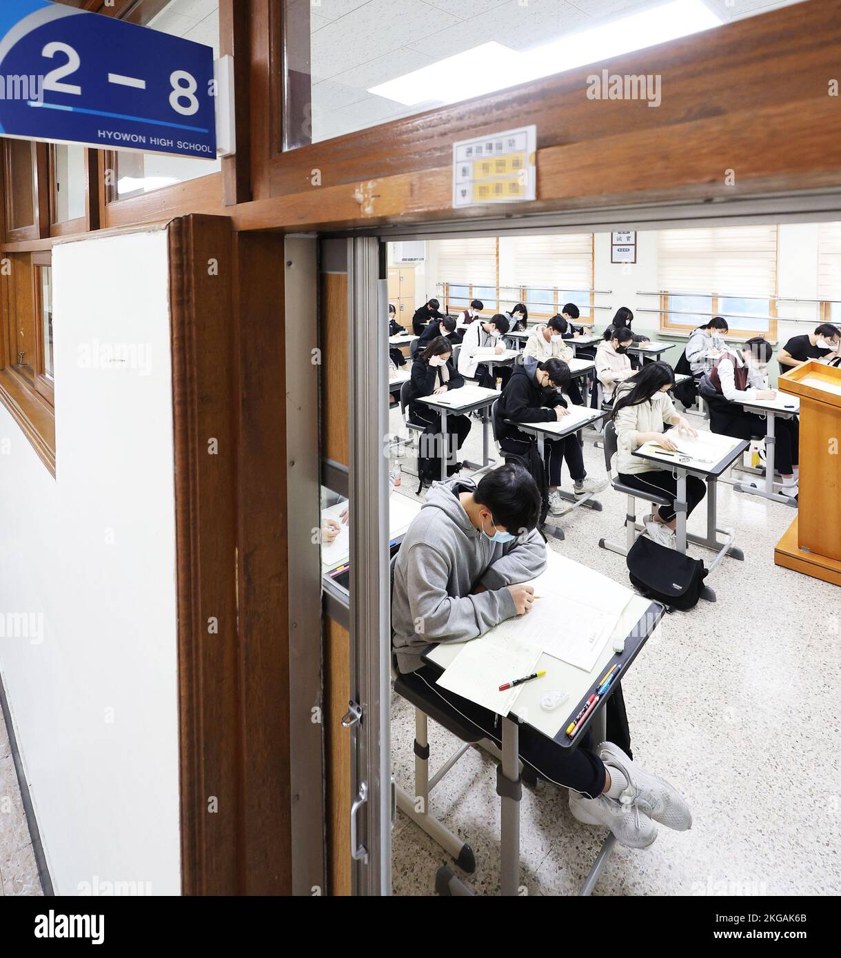 23rd Nov, 2022. Scholastic ability test at high school Second-year ...