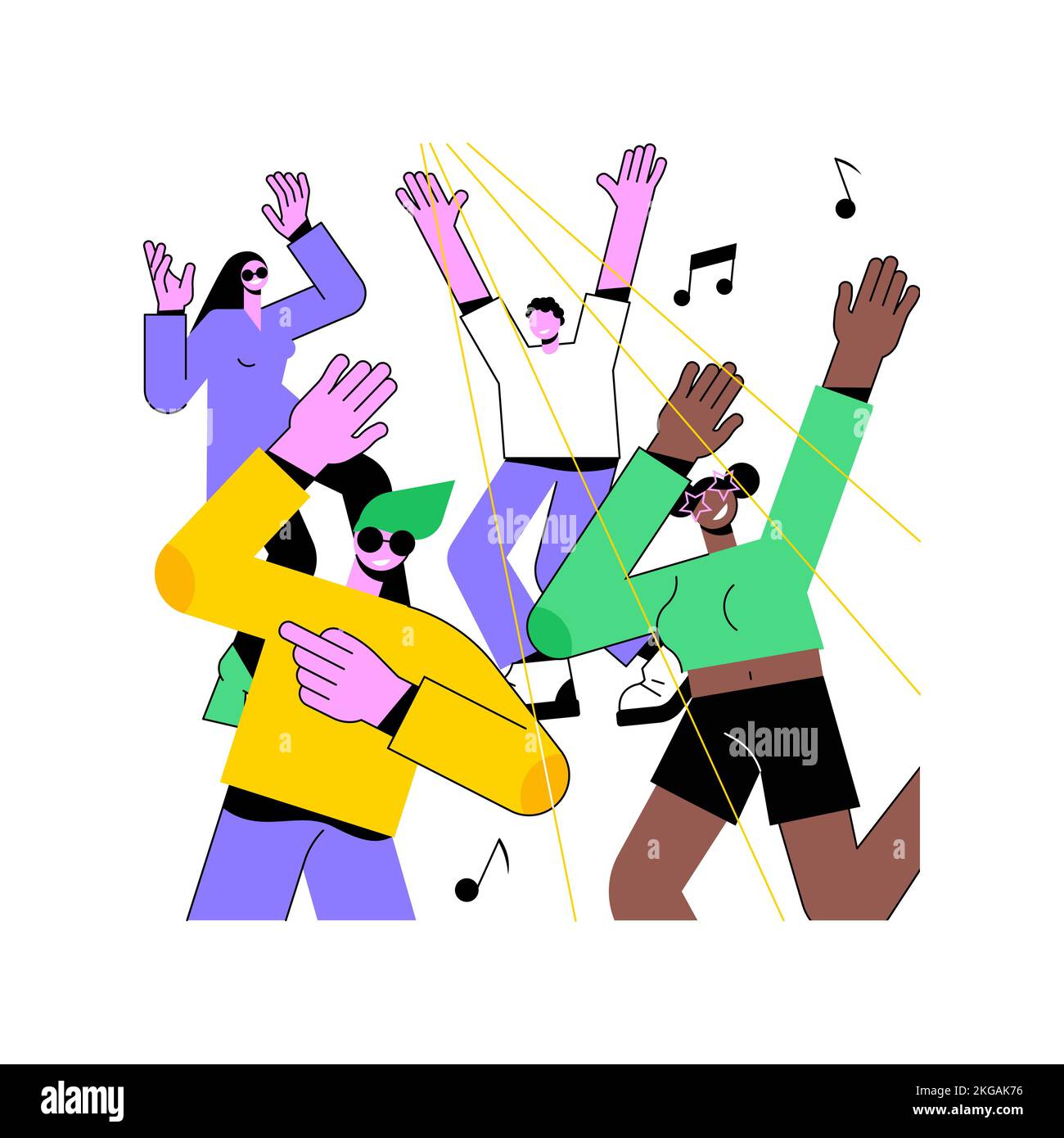 Dance music fest isolated cartoon vector illustrations. Young people ...