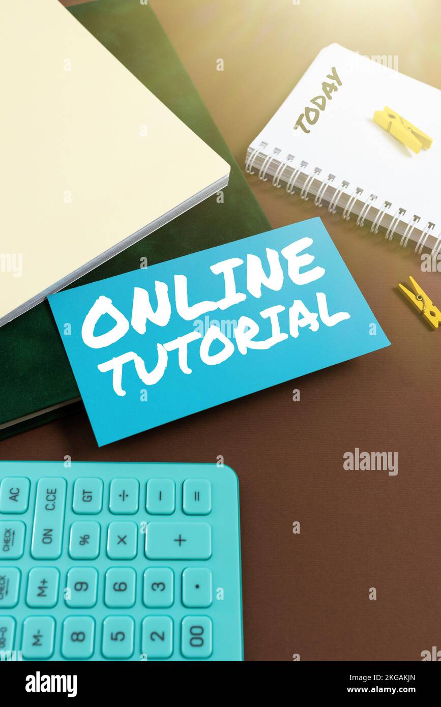 Inspiration showing sign Online Tutorial. Business overview process of tutoring in an online or ...