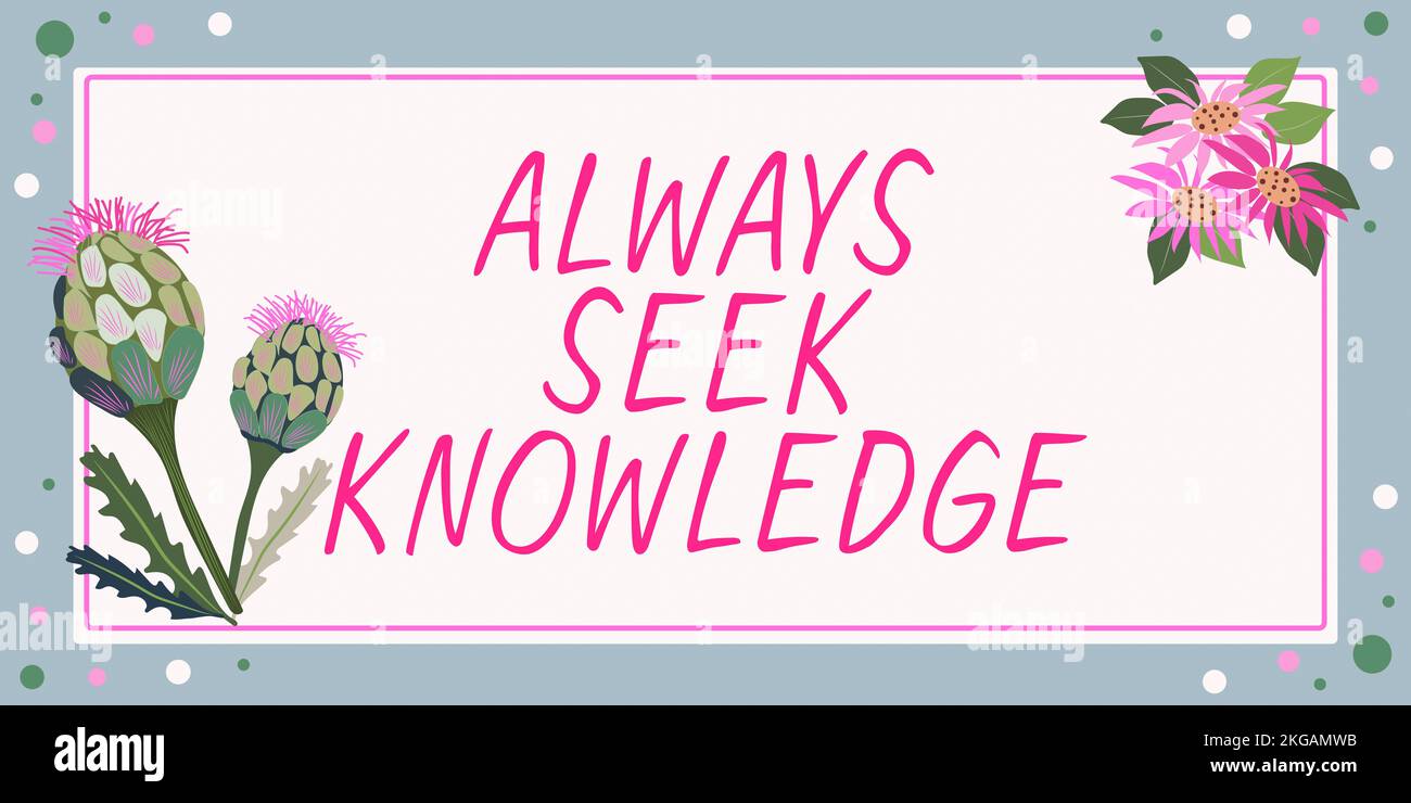 Handwriting text Always Seek Knowledge. Business idea Autodidact Strong ...