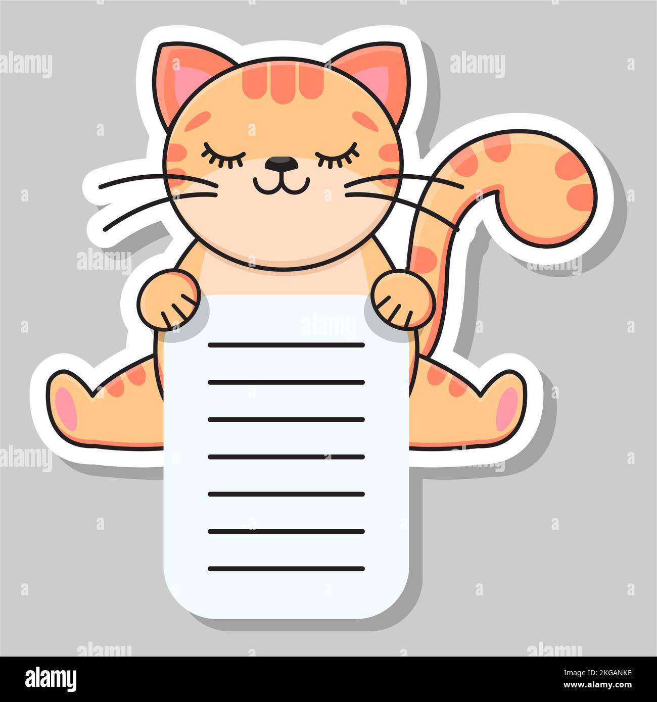 Cute red cat. Vector sticker. Notepad sticker. Vector illustration ... Cute red cat. Vector sticker. Notepad sticker. Vector illustration ...