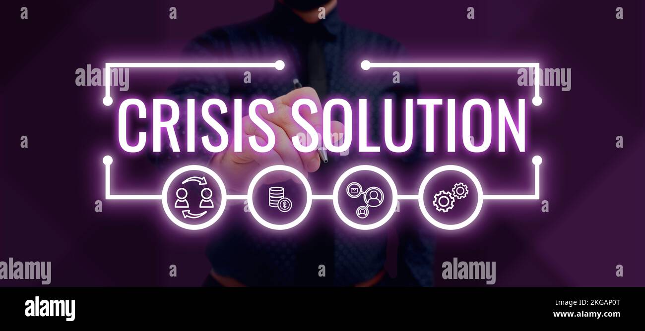 Conceptual caption Crisis Solution. Business approach process by which ...