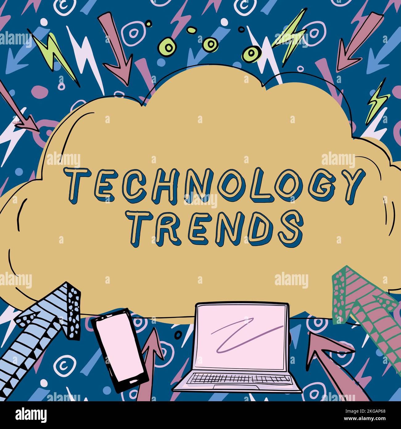 Hand writing sign Technology Trends. Business showcase Trending Modern ...
