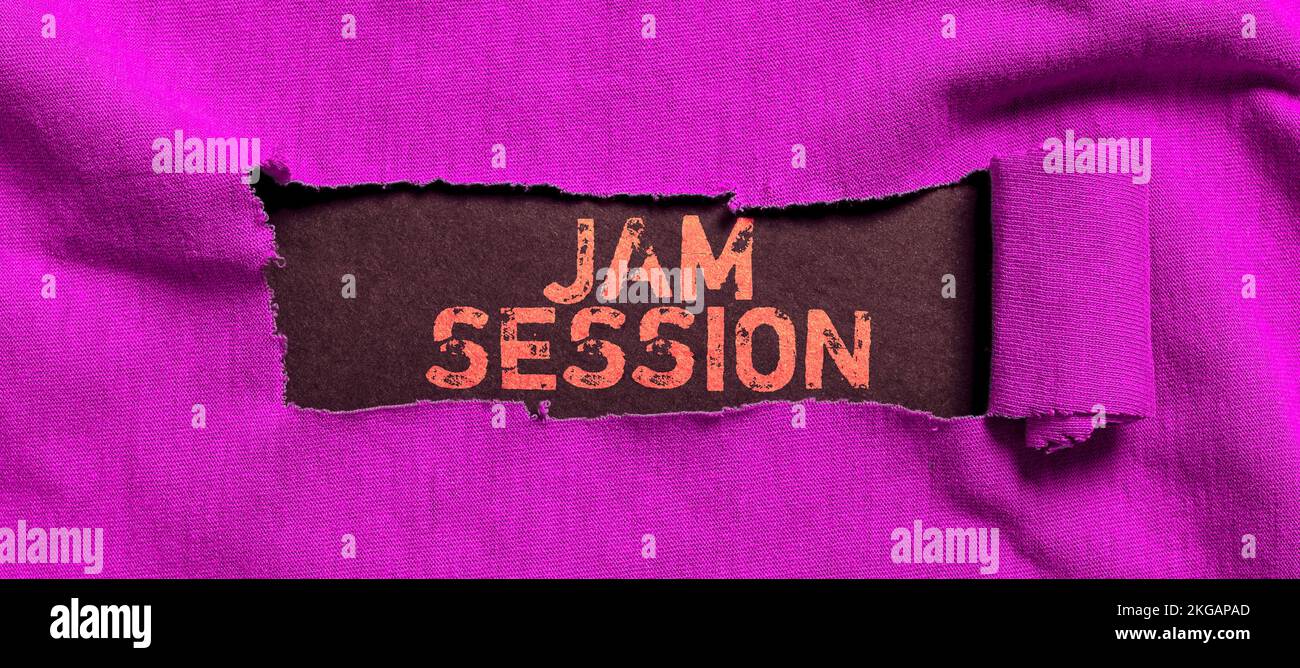 Sign displaying Jam Session. Business idea impromptu performance by a ...