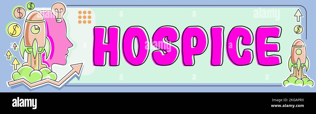 Hand writing sign Hospice. Business approach focuses on the palliation ...