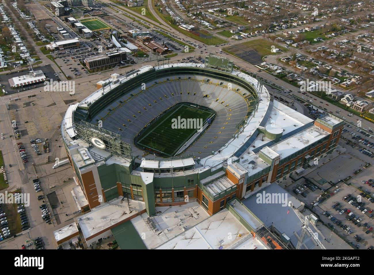 A general overall aerial view of Lambeau Field, Wednesday, Nov. 16 ...