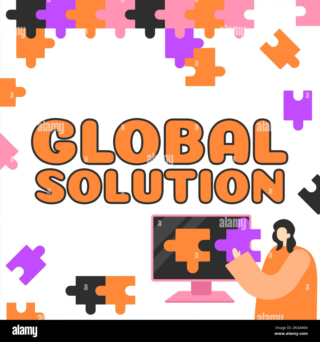 Conceptual caption Global Solution. Conceptual photo dealing with a ...