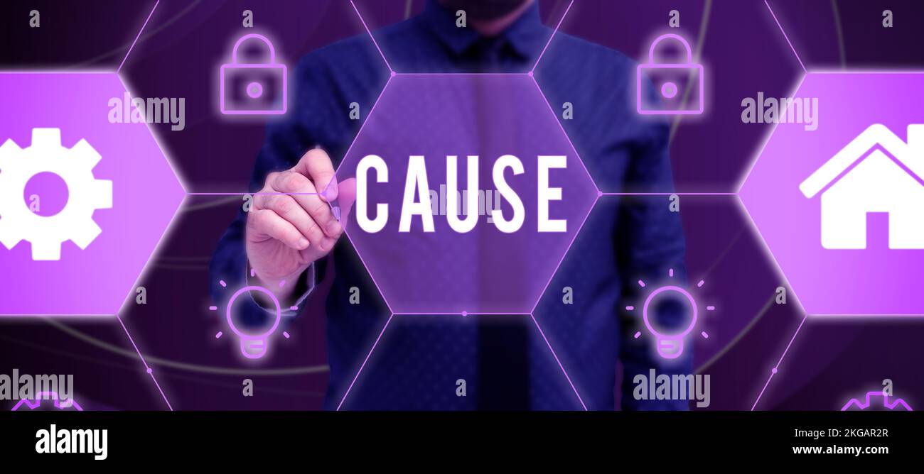 Text showing inspiration Cause. Business approach Person Thing that ...