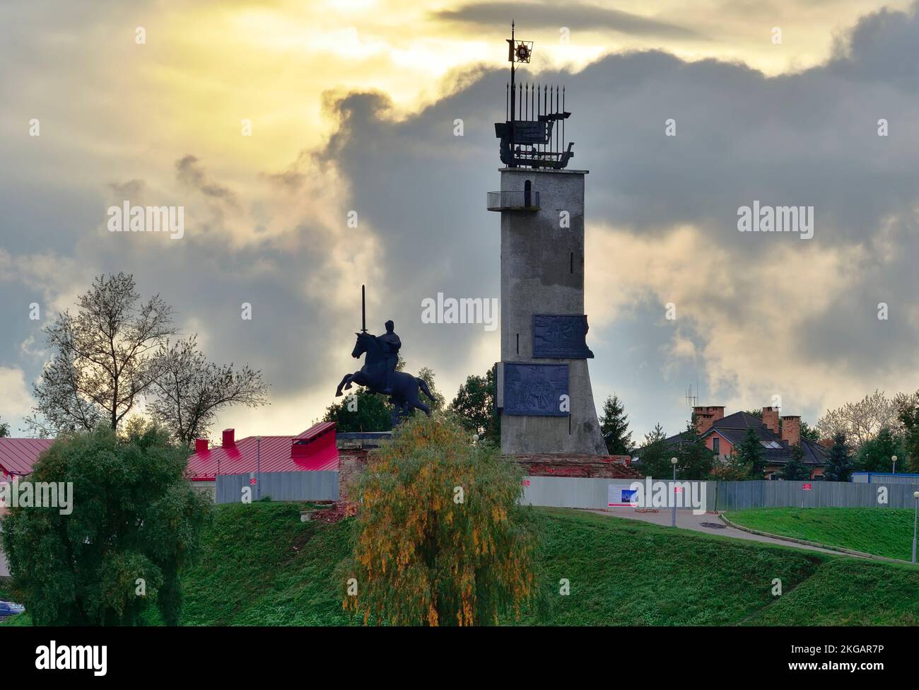 Victory Monument on the river bank. Monument to Russian soldiers under ...