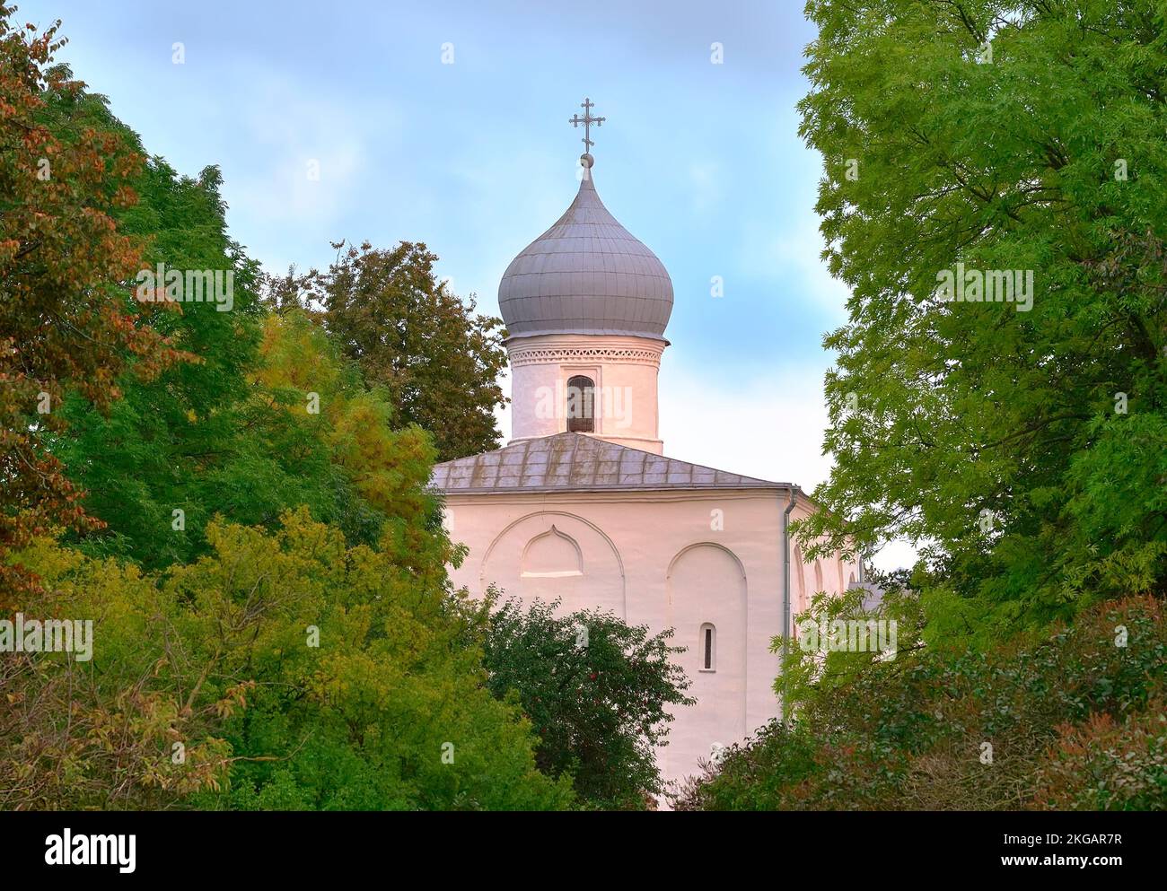 Churches of the old Novgorod style. The dome of the Church of the ...