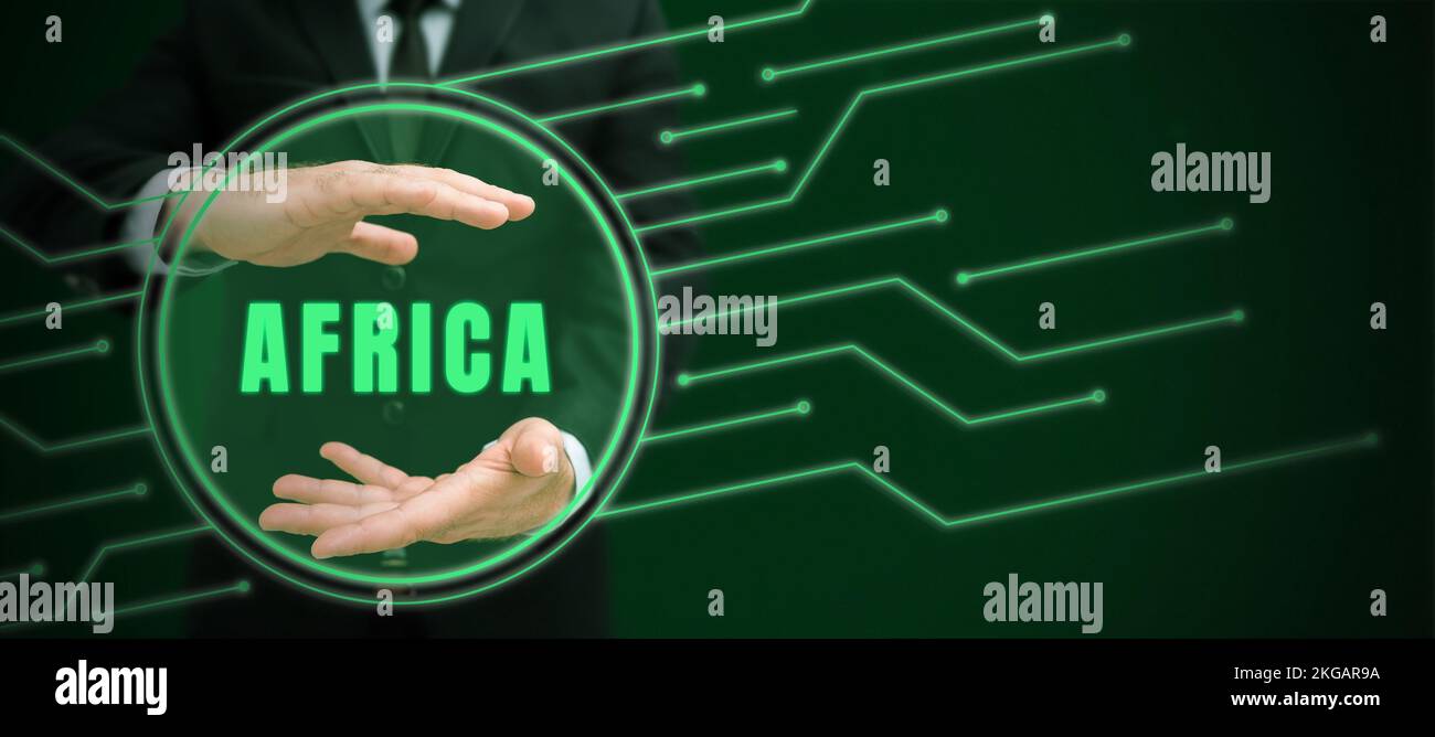 Conceptual caption Africa. Business showcase worlds second largest and ...