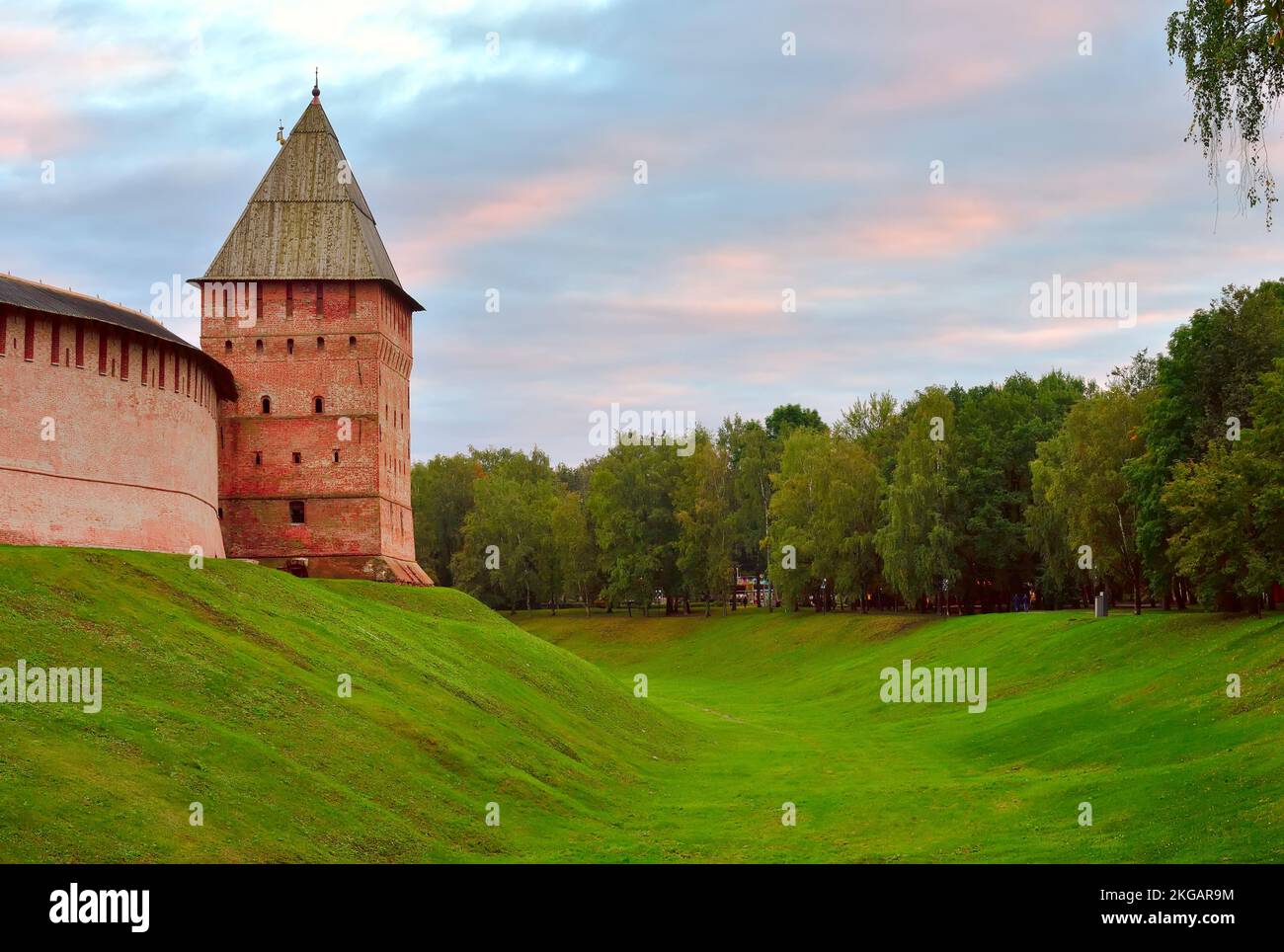 Ancient monuments of Veliky Novgorod. Moat and walls of the Kremlin, XV ...