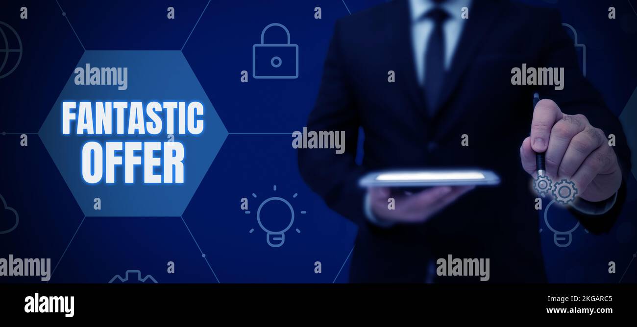 Text showing inspiration Fantastic Offer. Business showcase the seller ...