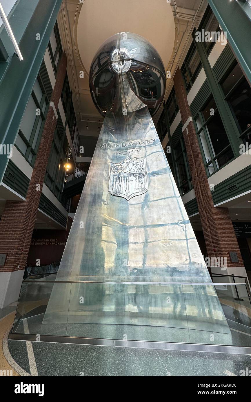 A general overall view of 50-foot replica Super Bowl Vince Lombardi ...