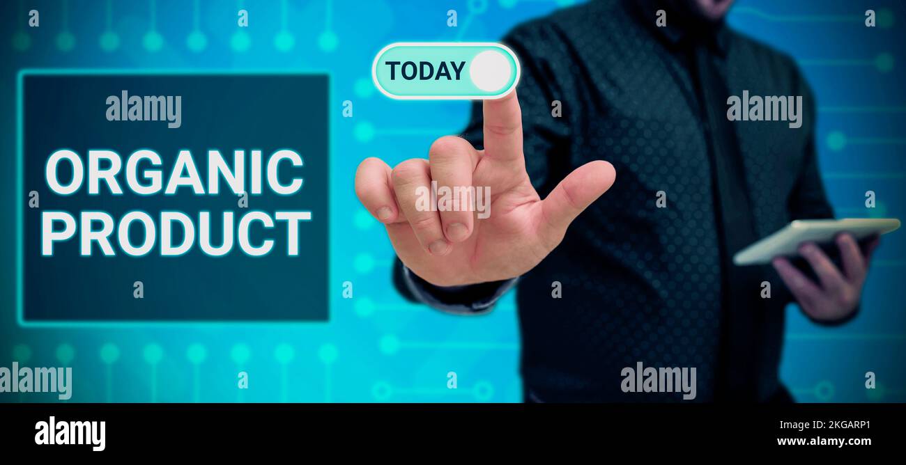 Inspiration showing sign Organic Product. Word for made from materials ...