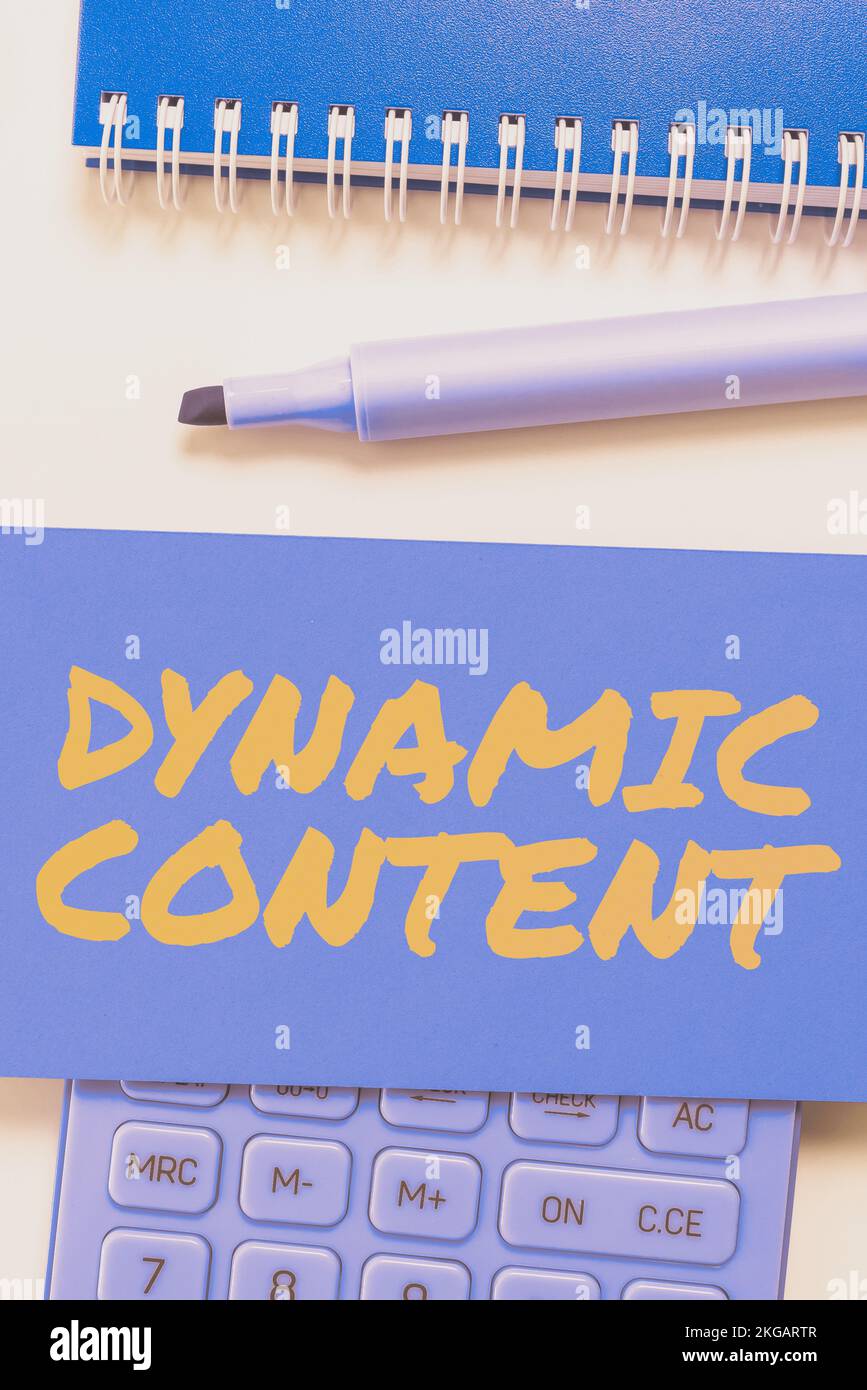 Conceptual caption Dynamic Content. Word Written on web content that ...