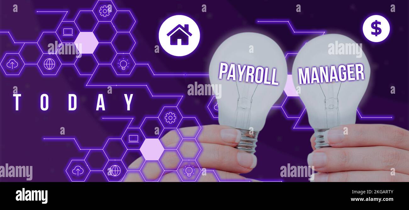 Writing displaying text Payroll Manager. Word for Maintains payroll ...