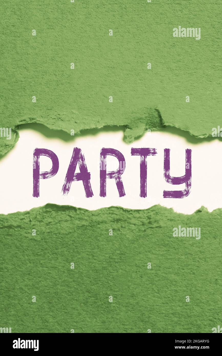 Conceptual caption Party. Concept meaning social gathering invited ...