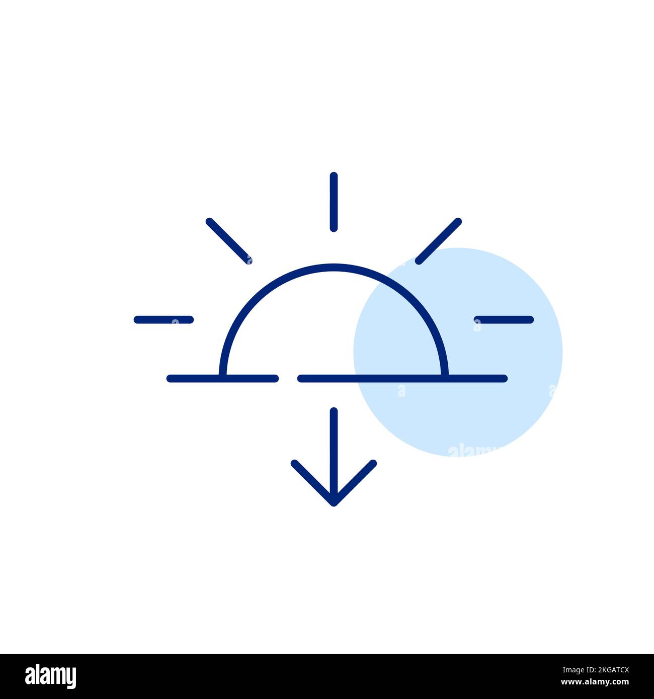 Sun setting down. Pixel perfect, editable stroke line icon Stock Vector ...