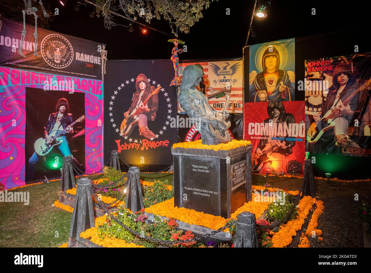 Johnny Ramone grave site. Day of the Dead celebration at Hollywood ...