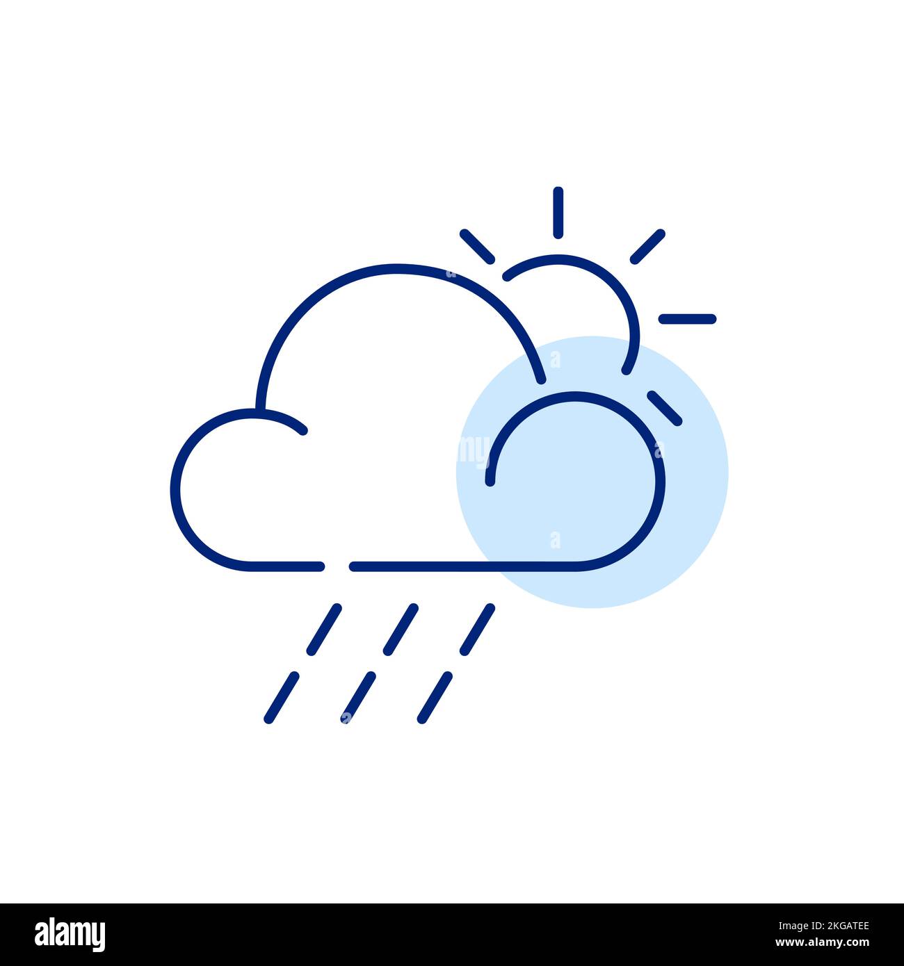 Partly cloudy weather with rain. Pixel perfect, editable stroke simple ...